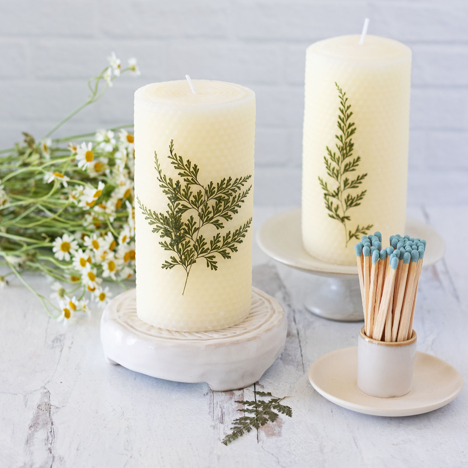 Pressed Leaf Candle Pillars Tutorial Unique Home Decor